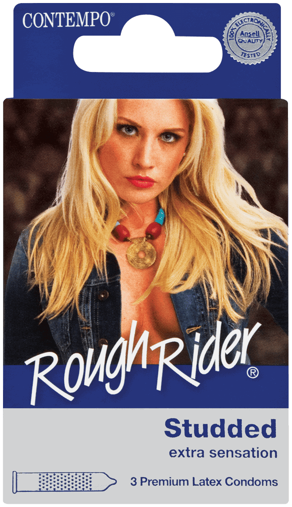 Contempo Rough Rider Studded Premium Latex Condoms 3pk