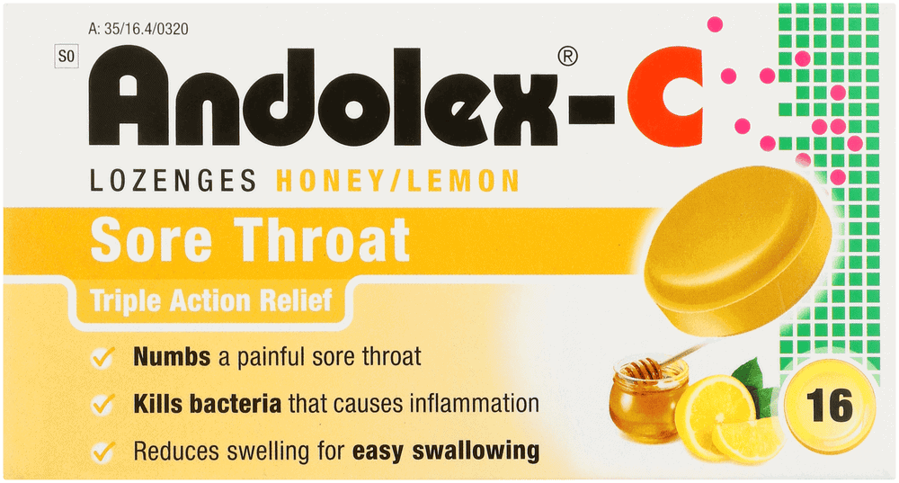 Andolex-c Andolex-c Honey Lemon Sore Throat Lozenges 16pk