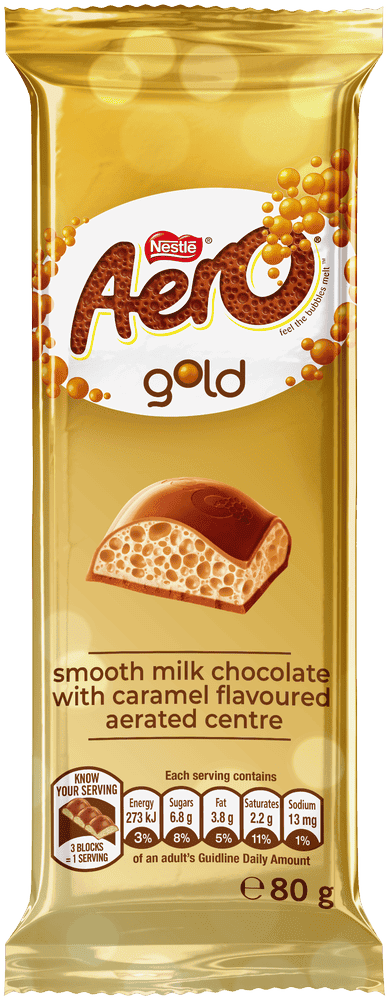 Nestlé Aero Caramel Gold Milk Chocolate Slab 80g