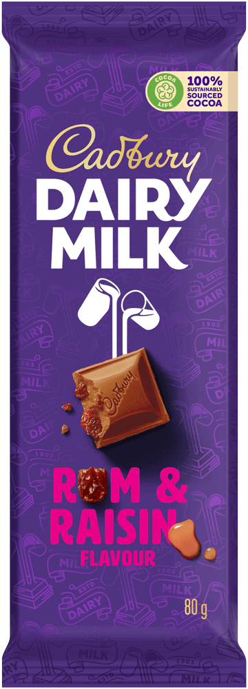 Cadbury Dairy Milk Rum & Raisin Flavour Milk Chocolate Sl...